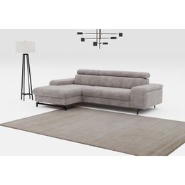 COTTA Ecksofa &raquo;Emma L-Form, B: 267 cm&laquo; mit Kopfteilverstellung, optional Schlaffunktion & Bettkasten grau B/H/T: 267cm x 97cm x 165cm, Struktur weich,