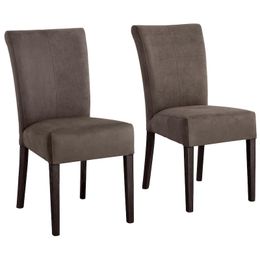 Home Affaire Esszimmerstuhl &raquo;Queen&laquo; (Set) 2 Stk.Beine aus massiver Buche, wengefarben lackiert, Polsterstuhl braun Massivholz B/H/T: 46cm x 93cm x 