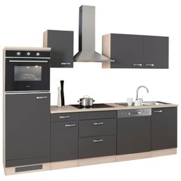 Optifit K&uuml;chenzeile &raquo;Faro&laquo; Breite 270 cm, wahlweise mit E-Ger&auml;ten, mit Arbeitsplatte grau B/H/T: 270cm x 60cm, ohne E-Ger&auml;te