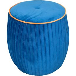 Home Affaire Hocker 1 Stk. tlg. blau Samtbezug 100% Polyester B/H/T: 46cm x 47cm x 46cm, Samt