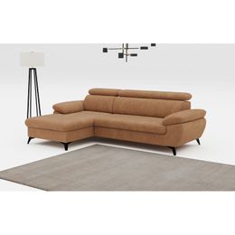 COTTA Ecksofa &raquo;Hudson&laquo; optional mit Schlaffunktion und XL Bettkasten, Liegefl&auml;che 190x119cm braun B/H/T: 261cm x 100cm x 166cm, Struktur weich, 