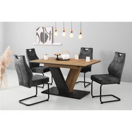Hela Essgruppe &raquo;EMS Tisch 140-180x90 cm ausziehbar, Esstisch inkl. 4 St&uuml;hle&laquo; Set, 5tlg. Set, Esstisch plus 4 Esszimmerst&uuml;hle, 5 Stk. tlg. Ausziehtisch