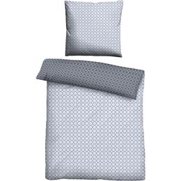 Biberna Wendebettw&auml;sche &raquo;Combinate in Gr. 135x200, 155x220 oder 200x200 cm&laquo; 3 Stk. Bettw&auml;sche aus Baumwolle, zeitlose Bettw&auml;sche mit Wendeoptik blau Mako-