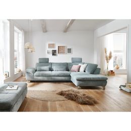 Die PlanBar Ecksofa &raquo;Ottomane MP-IN14007 L-Form, Breite 306 cm&laquo; wahlweise mit Schlaffunktion und verstellbaren Kopfst&uuml;tzen 100% Polyester B/H/T: 306cm