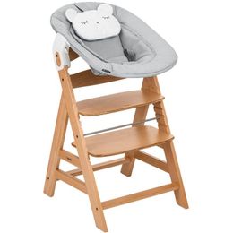 hauck Hochstuhl &raquo;Alpha Newborn Pre, Nature Grey&laquo; () mit Newborn Aufsatz grau Baumwolle, Kunststoff, Massivholz, Polyester, Stahl B/H/T: 56cm x 77cm x 48cm