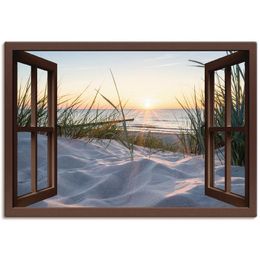 Artland Wandbild &raquo;Ostseestrand durchs Fenster&laquo; Meer Bilder 1 Stk. tlg. als Alubild, Leinwandbild in verschied. Gr&ouml;&szlig;en beige B/H/T: 130cm x 90cm, Leinwandbild 