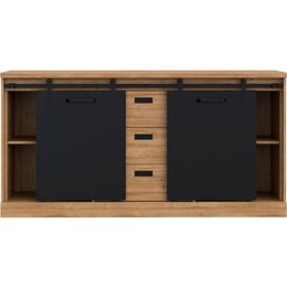 FORTE Sideboard &raquo;Kaszimiro&laquo; schwarz Holzwerkstoff B/H/T: 173,3cm x 88,2cm x 52cm, 3 Stk., 2 Stk.