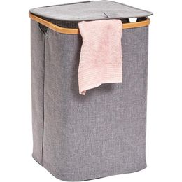 zeller W&auml;schesortierer Moderner Bambus Rahmen grau Polyester B/H/T: 33cm x 50cm x 33cm