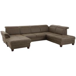 OTTO home Wohnlandschaft &raquo;Solvei U-Form&laquo; Sitztiefenverstellung und Federkern, wahlweise Kopfteilverstellung gr&uuml;n Struktur (100% Polyester);Luxus-