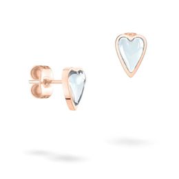 Liebeskind Berlin Damen Paar Ohrstecker &raquo;Schmuck Geschenk Edelstahl Ohrringe Glass Heart&laquo; mit Glasstein rosa Edelstahl