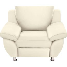 DOMO collection Sessel &raquo;Pilar elegant und zeitloses Design, komfortabel, bequeme Armlehnen&laquo; beige Struktur ( 100% Polyester);Kunstleder SOFTLUX 