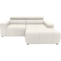 DOMO collection Ecksofa &raquo;BRANDON inkl. Kopfteilverstellung, 214x100x80 cm, L-Form&laquo; Mit Kopfteilverstellung, auch in Leder und Cord, L-Form wei&szlig; Luxus-