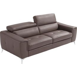 Egoitaliano Schlafsofa &raquo;Francine Designsofa, Loungesofa mit Dauerschlaffunktion, Breite 233 cm&laquo; mit Bettfunktion, Leder BULL, graphit, Fu&szlig;farbe chrom grau Leder &raquo;