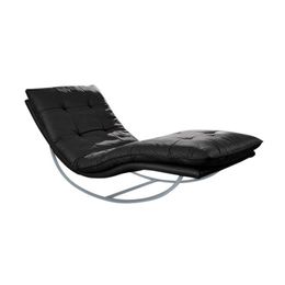 W.Schillig Relaxliege &raquo;daily dreams&laquo; in Waffelkissen-Optik, Schaukelgestell silber matt, in 2 Breiten schwarz Longlife Xtra-Leder Z59: Glattleder mit 