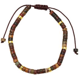 Firetti Armband &raquo;Schmuck Geschenk Edelstahl Armschmuck Armkette Edelstein&laquo; Made in Germany - mit Jaspis gold 28cm, Edelstahl Textil