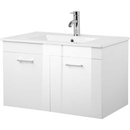 Welltime Waschtisch &raquo;Florenz, Breite 60cm, 2 T&uuml;r, 2 F&auml;cher, MDF-Front&laquo; Set, Waschtisch inklusive Waschbecken, Waschplatz mit 2 T&uuml;ren,in verschiedenen 