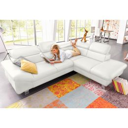 COTTA Ecksofa &raquo;Driver L-Form, B: 265 cm&laquo; Kopfteilverstellung, optional Schlaffunktion & Bettkasten wei&szlig; Kunstleder SOFTLUX ;LEDER BEEFY (ein 