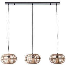 Brilliant Pendelleuchte &raquo;Woodball&laquo; E27 1 Stk. 3 flammige Bambus H&auml;ngelampe - 3x E27 max. 40 W - 142 cm x 111 cm schwarz 3, 1 Stk.