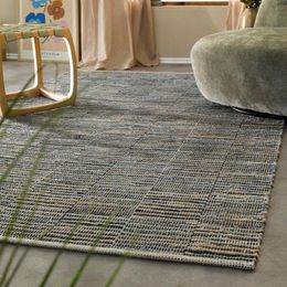 Wecon Home Teppich &raquo;Denim Blues&laquo; rechteckig 6 mm H&ouml;he handgewebt, robust, pflegeleicht, skandi, Natur, Jute, Wohnzimmer blau Jute B : 80cm 1 Stk., 6mm