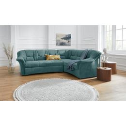 DOMO collection Ecksofa &raquo;SARAFINA 240x190 cm, auch mit Federkern f&uuml;r mehr Sitzkomfort!&laquo; whlw. mit Bettfunktion, elegantes Design, L-Form blau 