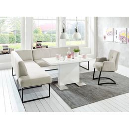 exxpo - sofa fashion Eckbank &raquo;Affogato, hoher Sitzkomfort, bequem&laquo; Frei im Raum stellbar silber Struktur: Webvelour 100% Polyester B/H/T: 197cm x 82cm