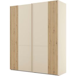 Musterring Schwebet&uuml;renschrank &raquo;Isabelle&laquo; T&uuml;ren mit Lamellenoptik, verschiedene Gr&ouml;&szlig;en und Farben, H&ouml;he 236cm beige Hartfaserplatte, Holzwerkstoff Champagner-