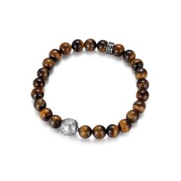 Firetti Damen Perlenarmband &raquo;Schmuck Geschenk Armschmuck Armkette Perle&laquo; mit Onyx, Jaspis oder Tigerauge (synth.) braun 18cm, Edelstahl Nylon