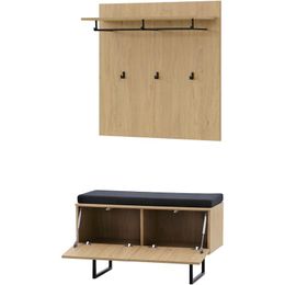 Home Affaire Garderoben-Set &raquo;Lund, moderne Garderobe, Komplettset mit viel Stauraum&laquo; Set, 2 Stk. tlg. braun Holzwerkstoff B/H/T: 90cmcm x 200cmcm x 