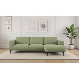 OTTO home Ecksofa &raquo;Lillith, 289 cm, L-Form, gem&uuml;tlicher Sitzkomfort&laquo; Eckcouch mit runder Recamiere links/rechts, Strukturstoff gr&uuml;n 100% Polyester B/H