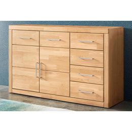 OTTO home Sideboard &raquo;Trondheim,130cm breit,42 cm tief, Fronten Holzmassiv, Metallgriffe&laquo; Korpus aus Holzwerkstoff,2 T&uuml;ren, 2 breite F&auml;cher,5 