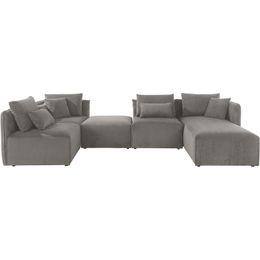 OTTO home Wohnlandschaft &raquo;N&ouml;re U-Form&laquo; 5 Teile, in vielen Bezugsqualit&auml;ten und Farben s. auch "N&ouml;re" grau 92% Polyester, 8% Polyamid B/H/T: 340cm x 