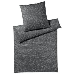 Elegante Bettw&auml;sche &raquo;Floral&laquo; 2 Stk. angenehmes Hautgef&uuml;hl grau Mako-Satin, Obermaterial: 100% Baumwolle B/L: 155cm x 220cm, 1 Stk., 1 Stk., Mako-Satin, B/L: 