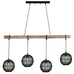 Globo LIGHTING H&auml;ngeleuchte &raquo;HERMI II&laquo; E27 1 Stk. H&auml;ngeleuchte f&uuml;r Esszimmer Holz natur schwarz 4, H: 140cm, 1 Stk.