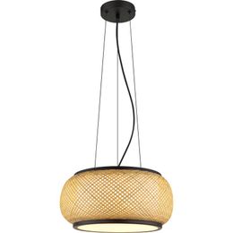 Globo LIGHTING H&auml;ngeleuchte &raquo;BAMBORA&laquo; LED-Modul 1 Stk. Schwarz Bambus Pendelleuchte LED CCT Memory, k&uuml;rzbar beige 1, &Oslash; 38cm H: 120cm, 1 Stk.