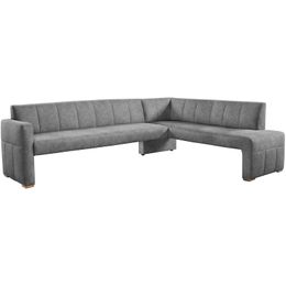 exxpo - sofa fashion Essbank elegant und modern mit hohem Sitzkomfort grau B/H/T: 265cm x 83cm x 199cm, Luxus-Microfaser, langer Schenkel links