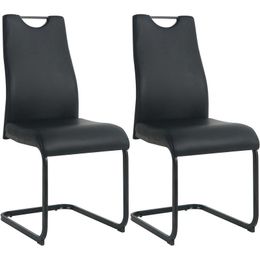 M&ouml;bilia Freischwinger (Set) 2 Stk.mit Wellenunterfederung schwarz Metall, Polyurethan B/H/T: 42cm x 98cm x 56cm, 2 Stk., Kunstleder Lederoptik, Bezug schwarz