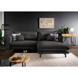 Home Affaire Ecksofa &raquo;Lazio modern und bequem, schmale Armlehnen, tolle Detailverarbeitung&laquo; Armlehnen verstellbar grau B/H/T: 255cm x 94cm x 180cm, 
