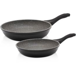 Kr&uuml;ger Pfannen-Set &raquo;Barcelona&laquo; Aluminiumguss Set, 2 Stk. tlg. &Oslash; 24/28 cm, Induktion schwarz Einheitsgr&ouml;&szlig;e