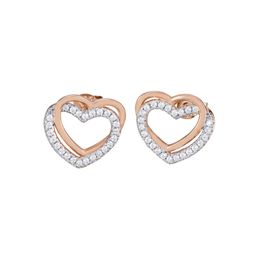 Firetti Damen Paar Ohrstecker &raquo;Schmuck Geschenk Silber 925 Ohrschmuck Herz "LIEBE"&laquo; mit Zirkonia (synth.) rosa Silber 925 (Sterlingsilber)