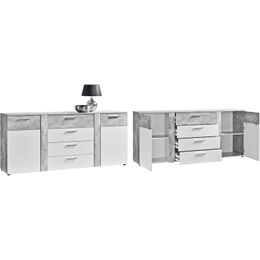 Procontour Kommode &raquo;Trenti&laquo; H&ouml;he 81 cm, mit variabel verstellbaren Einlegeb&ouml;den grau B/H/T: 180cm x 81cm x 40cm