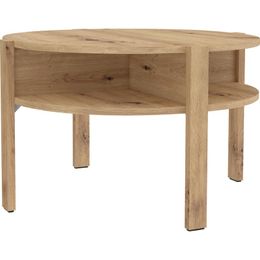 FORTE Beistelltisch &raquo;Tobago, runder Couchtisch mit 4 Ablagef&auml;chern, B/H/T 74,4/45,5/74,4 cm&laquo; Durchmesser ca. 74,5 cm braun B/H/T: 74,4cm x 45,5cm x 