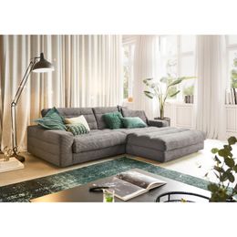 3C Candy Ecksofa &raquo;Stripes Mega-Sofa, bequem und komfortabel, L-Form&laquo; Lose R&uuml;ckenkissen, mit feiner Quersteppung, Cord-Bezug grau 88% Polyester, 12% 