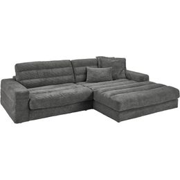 3C Candy Ecksofa &raquo;Stripes Mega-Sofa, bequem und komfortabel, L-Form&laquo; Lose R&uuml;ckenkissen, mit feiner Quersteppung, Cord-Bezug grau 88% Polyester, 12% 