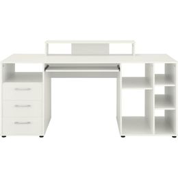 VOGL M&ouml;belfabrik Schreibtisch &raquo;Timra&laquo; Tastaturauszug, Aufsatz & Towerfach, Breite 160 cm, Made in Germany wei&szlig; B/H/T: 160cm x 87,5cm x 67cm, 