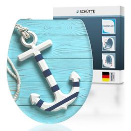 Sch&uuml;tte WC-Sitz &raquo;ANCHOR&laquo; Toilettendeckel, Absenkautomatik, Schnellverschluss, O-Form, bis 175kg blau Duroplast Einheitsgr&ouml;&szlig;e
