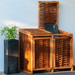 Dobar M&uuml;lltonnenbox 2x120l, BxTxH: 125x80x115 cm braun Holzwerkstoff Einheitsgr&ouml;&szlig;e