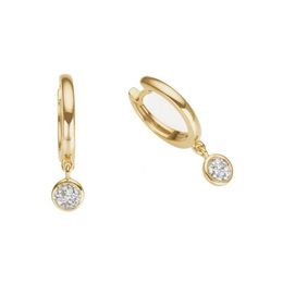 Firetti Damen Paar Creolen &raquo;Schmuck Geschenk Gold 333 Kreis&laquo; mit Brillant - Krappenfassung gold 0,05, 0,05 P2 = erkennbare Einschl&uuml;sse, Diamanten 