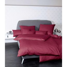 Janine Bettw&auml;sche &raquo;Colors&laquo; 2 Stk. feinf&auml;dige uni Bettw&auml;sche f&uuml;r alle Jahreszeiten, Markenrei&szlig;verschluss rot Mako-Satin, Obermaterial: 100% Baumwolle B/L: 