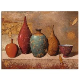 Artland Leinwandbild &raquo;Bl&auml;tter und Gef&auml;&szlig;e&laquo; Vasen & T&ouml;pfe 1 Stk. tlg. auf Holzrahmen gespannt bunt Leinwand B/H/T: 60cm x 45cm, Leinwandbild Vasen & T&ouml;pfe 