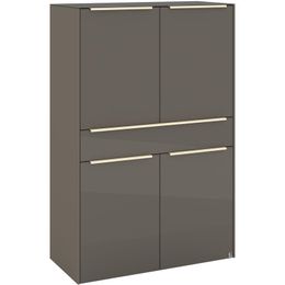 set one by Musterring Highboard &raquo;Reno&laquo; 1 Stk. tlg. Mit Gleitern und in verschiedenen Farben erh&auml;ltlich grau Glas, Holzwerkstoff B/H/T: 92cm x 140cm x 